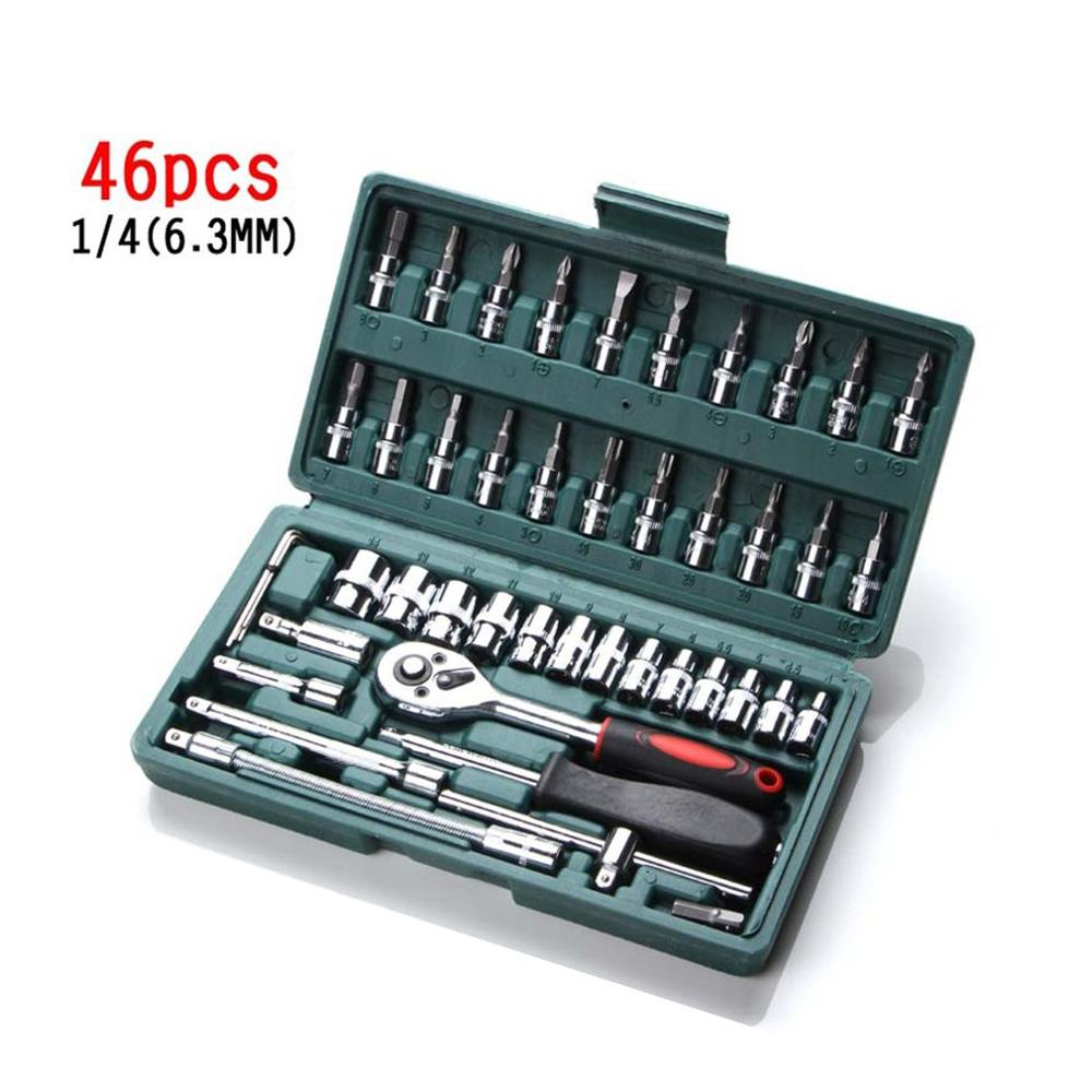 46pcs,1/4-Inch Socket & Ratchet Torque Wrench Set,Auto Repair Tool – Mc.Cross LLC